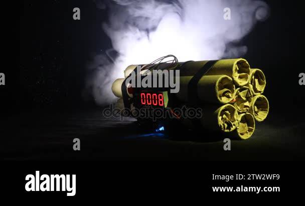 Countdown Explosive Tnt Bomb With Digital Timer. Dynamite bomb disposal ...