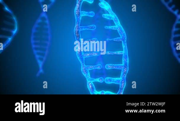 Abstract glittering DNA double helix with depth of field. Animation of ...