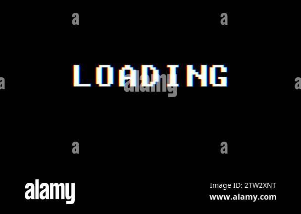 retro videogame LOADING text computer old tv glitch interference noise screen animation seamless ...