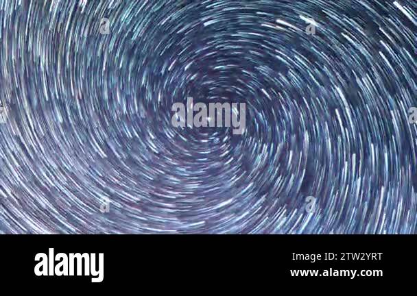 Glitch effect. Stars in the sky like meteors in screw spiral. Time ...