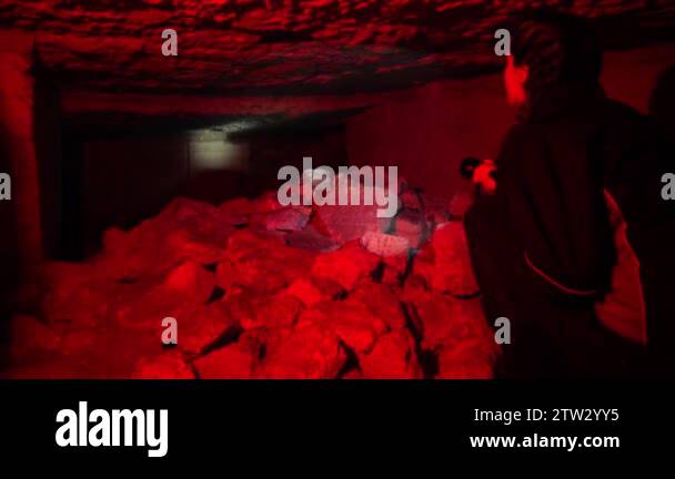 Odessa, Ukraine - 01 FEBRUARY, 2018: Inside the Odessa Catacombs. Stone ...
