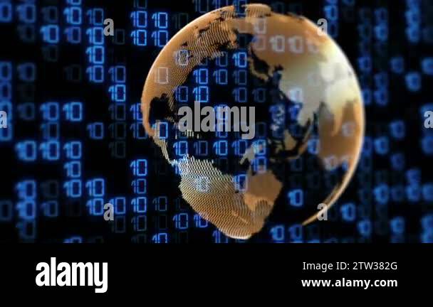 Technology background with digital Numbers Blinking in 3D Layers and ...