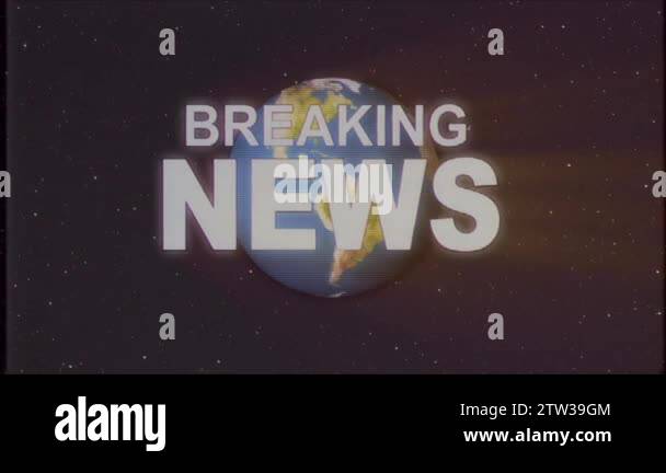 shiny retro BREAKING NEWS text with earth globe light rays moving old ...