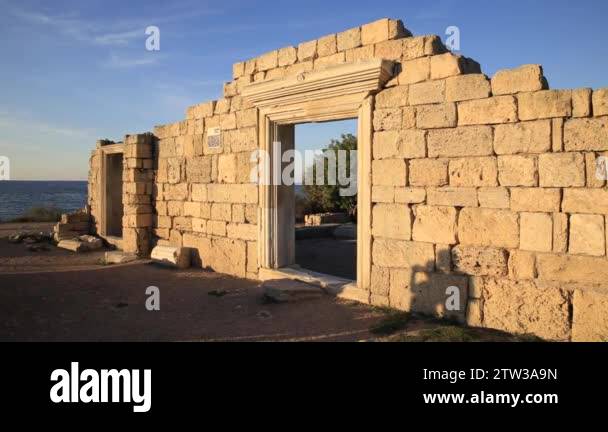 Couple in love photographed and kissing on ruins of Chersonesus ...