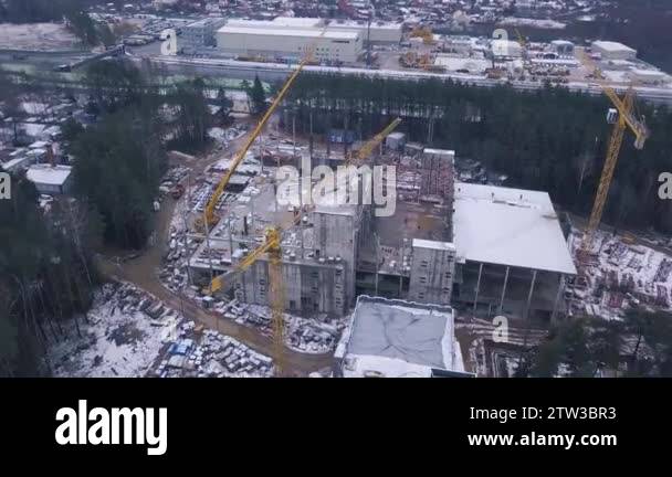 Top view see the construction site of Reinforced concrete high-rise ...