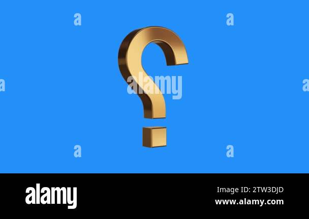 soft gold question sign spinning animation seamless loop on blue ...
