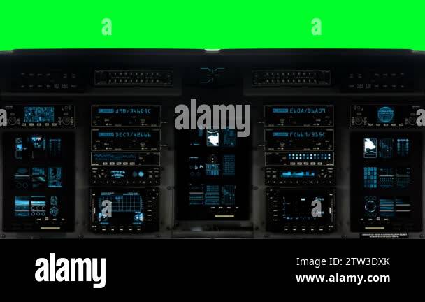 Futuristic Control Bridge on a Spaceship on a Green Screen Background ...