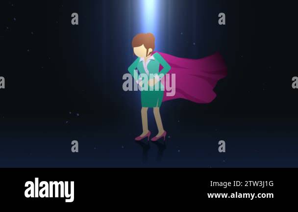 Superhero standing in spotlight. Business woman symbol. Leadership and ...