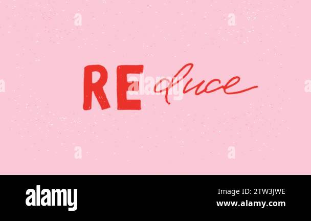 Animated Reduce Reuse Recycle hand drawn lettering inscription on the ...