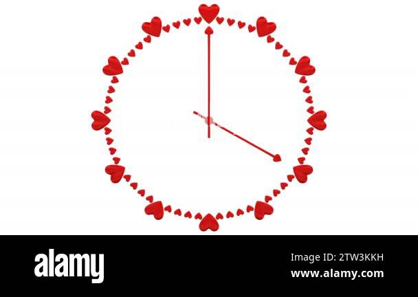 Concepts: Love time - Animation of timelapse of clock face with heart ...