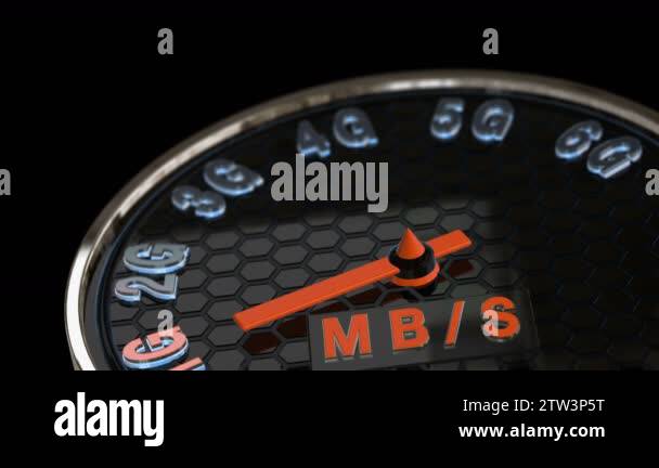 5G internet speed concept animation. Futuristic speedometer with the ...
