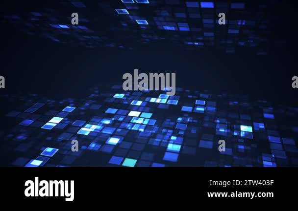 Abstract blue flashing rectangle grid perspective motion graphic ...