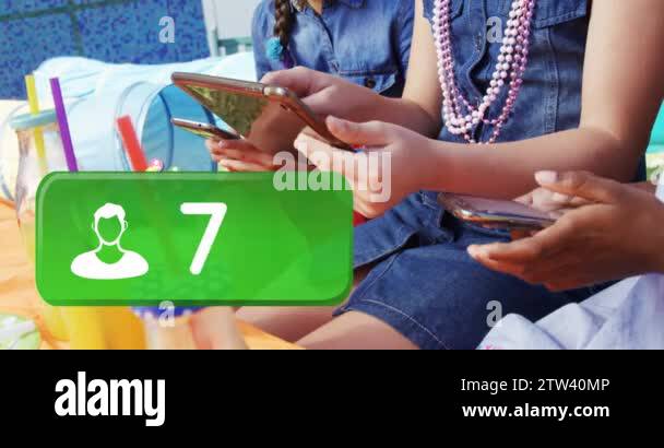 Digital animation of a follow icon increasing in numbers and floating ...