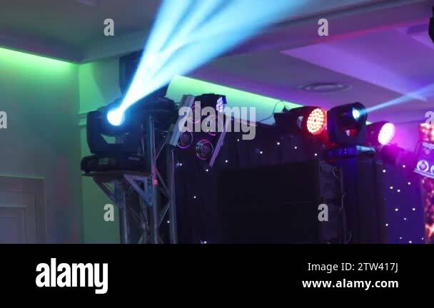 light show, laser show. Stage lights on a console, Lighting the concert ...