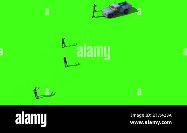 Pickup Run Over Zombies Green Screen Top 3D Renderings Animations Stock ...