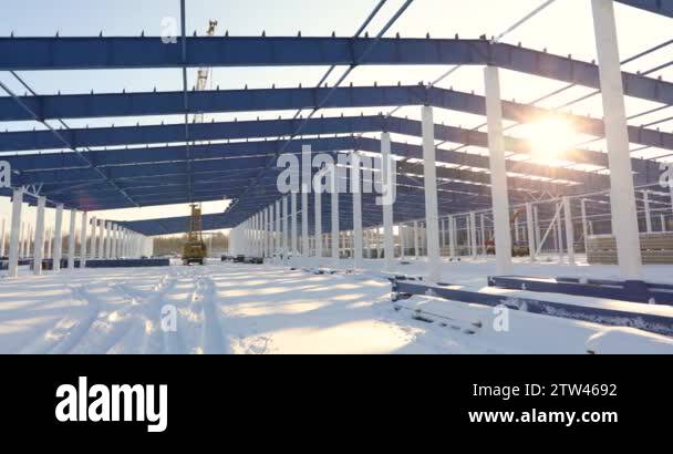 Construction of a modern factory or warehouse, modern industrial ...