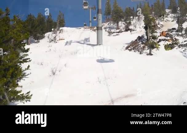Operation of various mechanisms of the lift in action at the ski resort ...