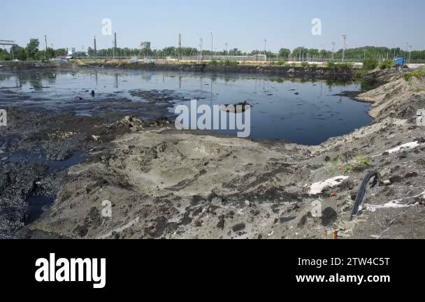 The former dump toxic waste, effects nature from contaminated soil and ...