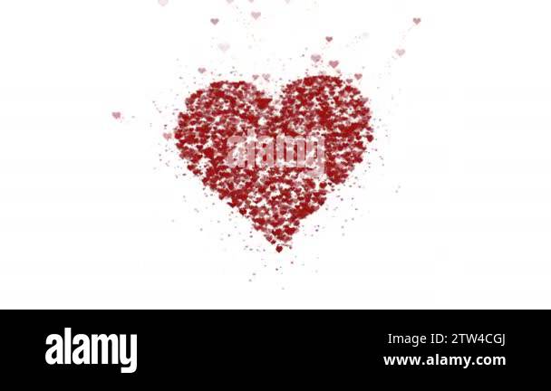 Red heart is isolated on white background. Accumulation of little ...