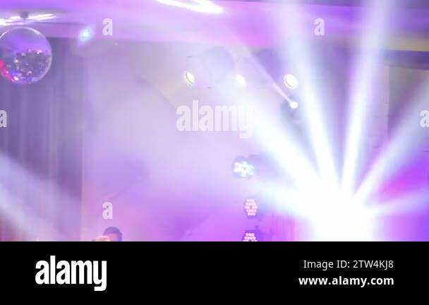 Stage lights at the concert with fog, Stage lights on a console ...