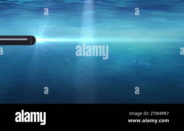 animation of Torpedo - Side View. A torpedo launched from a submarine ...