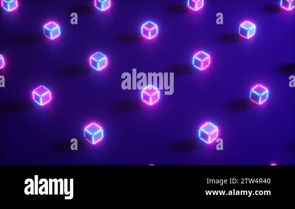 Abstract neon 3d render of geometric shapes. Computer generated loop ...