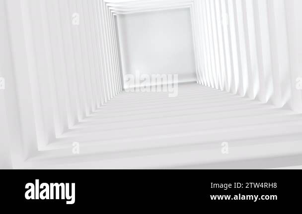 Abstract 3d square corridor with light effect flying. 4K animation ...