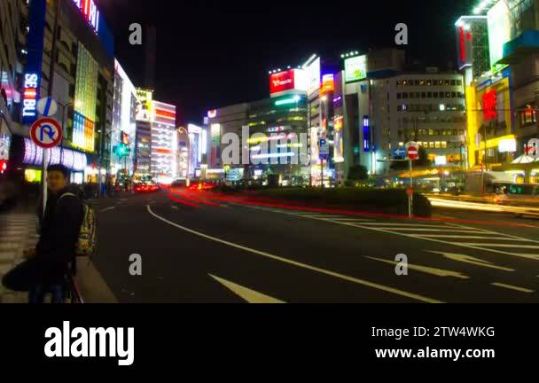 Night lapse 4K at Ikebukuro east side slow shutter tilt up. / Its a ...