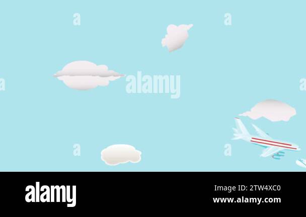 Passenger airplanes. Animation of passenger airplanes. Three aircraft ...