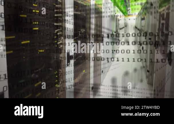 Digitally Generated Animation Of Binary Codes In Black Moves Across The