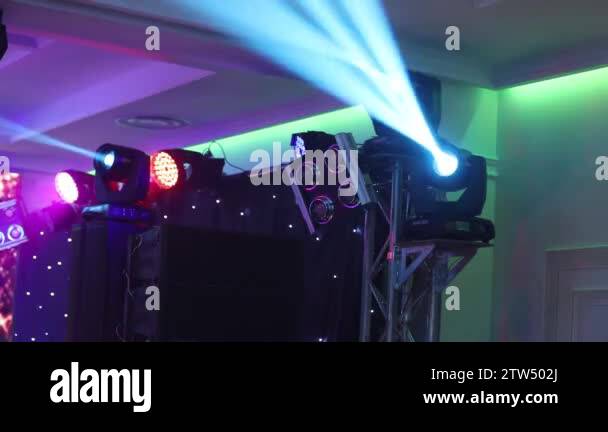 light show, laser show. Stage lights on a console, Lighting the concert ...