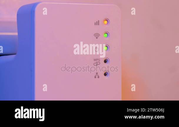 Cinemagraph of blinking signal connection status led lights in WiFi ...