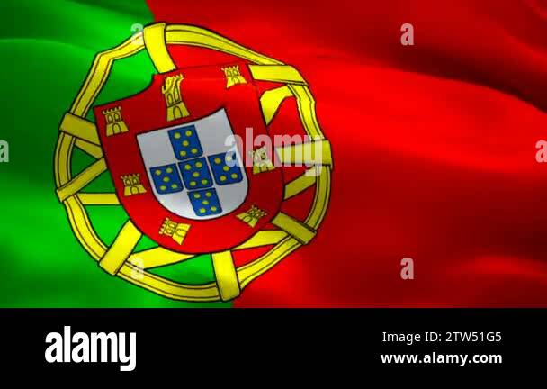 Portuguese flag waving in wind video footage Full HD. Realistic ...