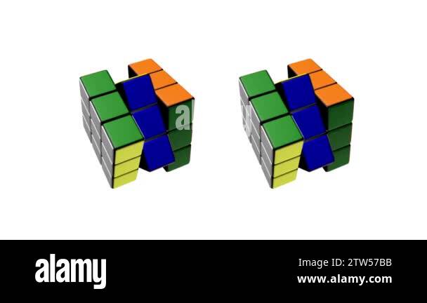 Los Angeles. USA. May 01. 2018. Exhibition technology. The transformation of the Rubik's cube ...