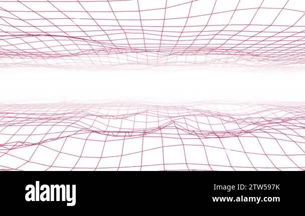 Abstract red flowing 3D grid on white background. Seamless loop. 4K ...
