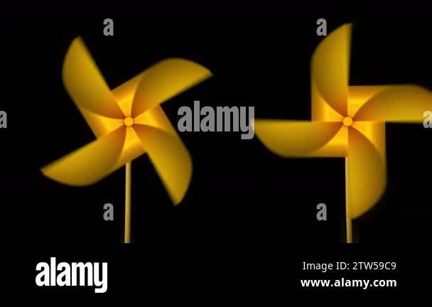Golden paper pinwheel toy. Wind blowing. Japanese festival. Windmill loop animation Stock Video ...