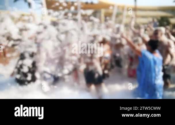 4k video of cheerful crowd in swimsuits and bikinis dancing on the ...