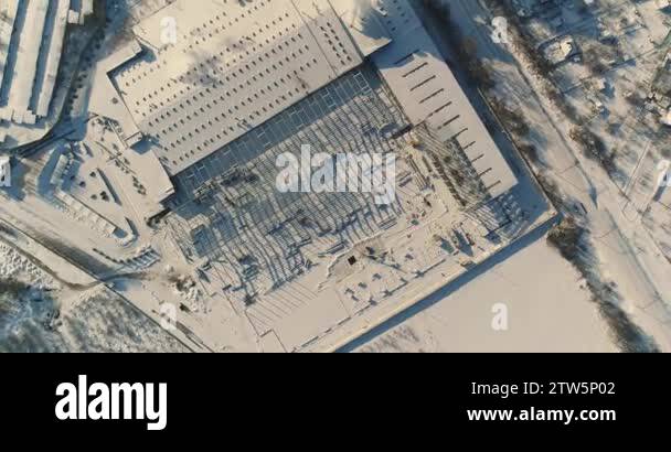Modern storehouse construction site, the structural steel structure of ...