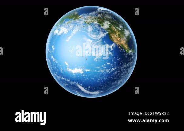 Realistic Earth Rotating on Black (Loop). 4K 3D Render. Globe is ...