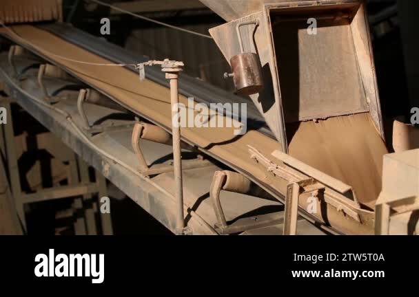 Conveyor belt on factory, Ceramic factory equipment, Transportation of ...