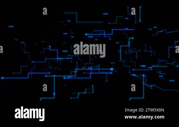 4K Animation 3D abstract dark background moving dot and line metaphor ...