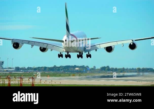 Commercial Airbus A380 Jumbo Jet Plane Landing.The Airbus A380 is a ...
