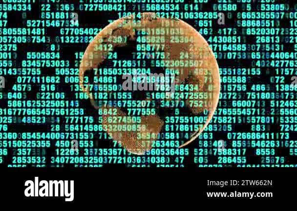 Technology background with digital Numbers Blinking in 3D Layers and ...