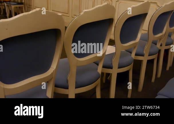 Auditorium empty seats, concert hall with Baroque chairs Stock Video ...