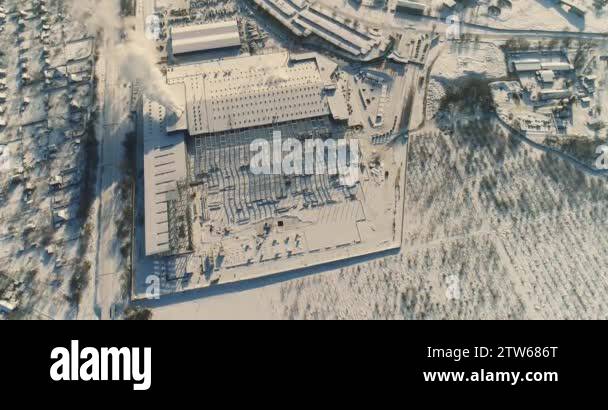 Modern storehouse construction site, the structural steel structure of ...