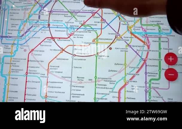 Man exploring subway interactive map Stock Video Footage - Alamy