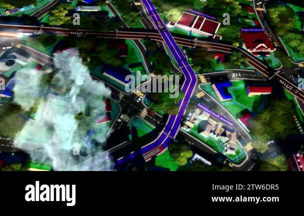 Demonstration of animated city map with transport development plan ...