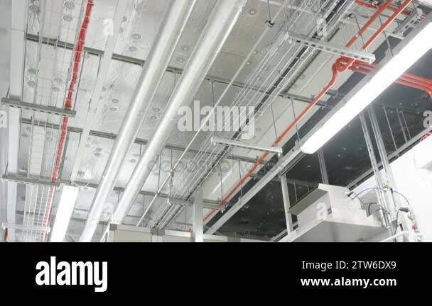 Empty interior of control room in a data centre with power supply and ...