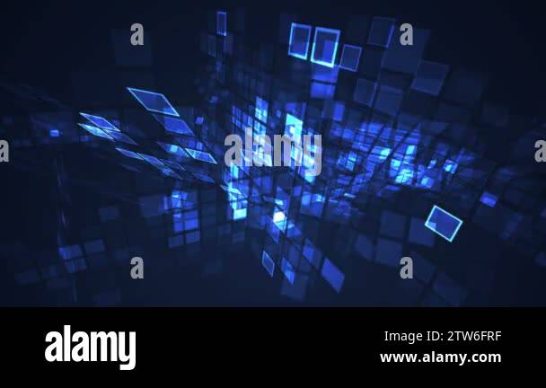 Abstract blue flashing rectangle grid perspective motion graphic ...
