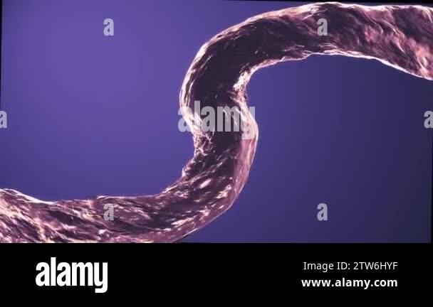 Pouring surreal curved water column stream digital simulation seamless ...